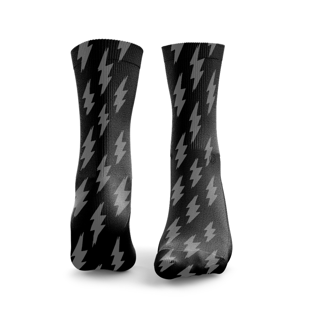 Black On Grey - Lightning Bolts - Socks - Womens: 4-7 UK / 6-9 US – HEXXEE