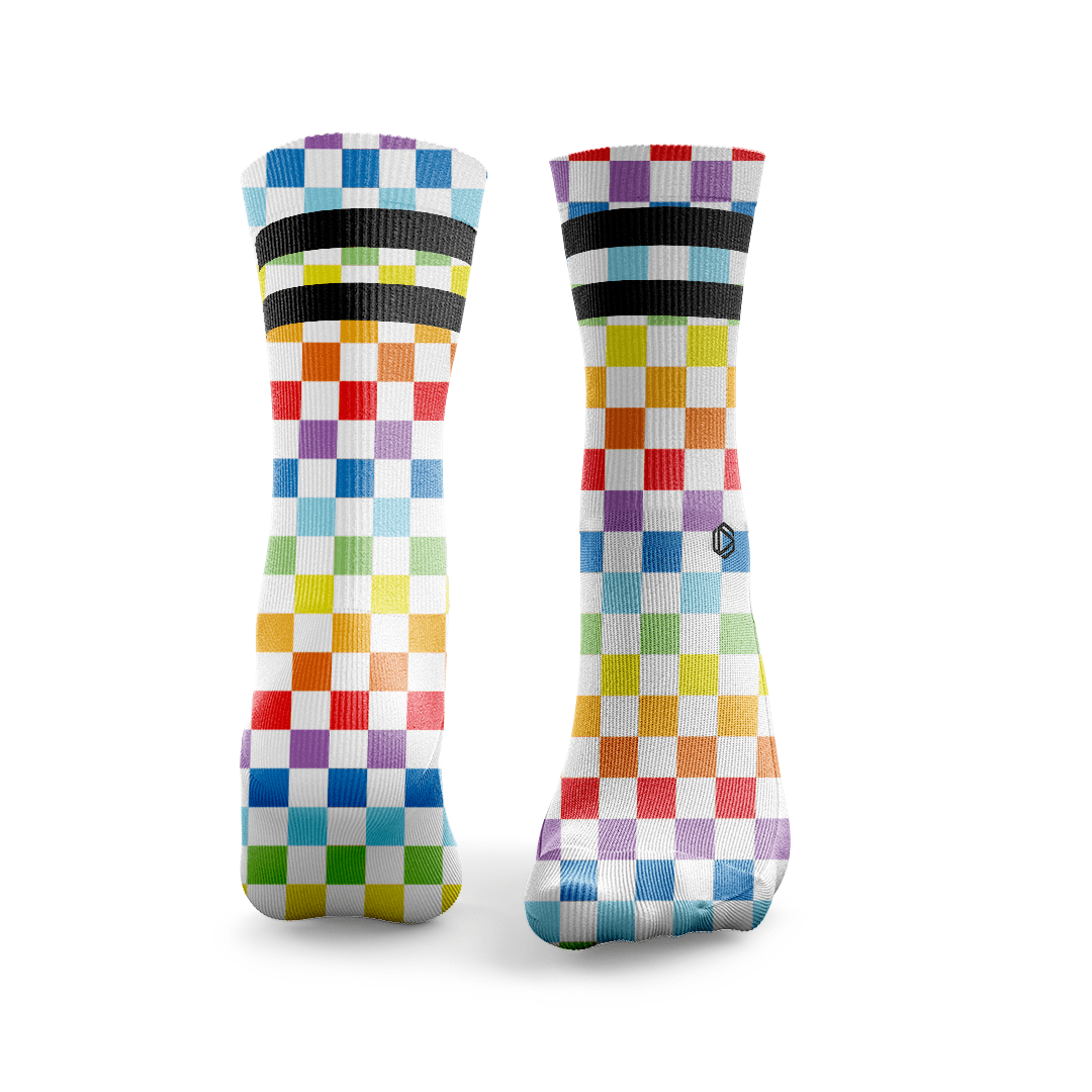2Stripe - Rainbow Checkerboard - Socks - Womens: 4-7 UK / 6-9 US – HEXXEE